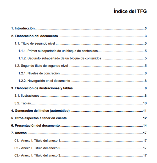 Índice TFG: cómo hacerlo, tipos y ejemplos ️